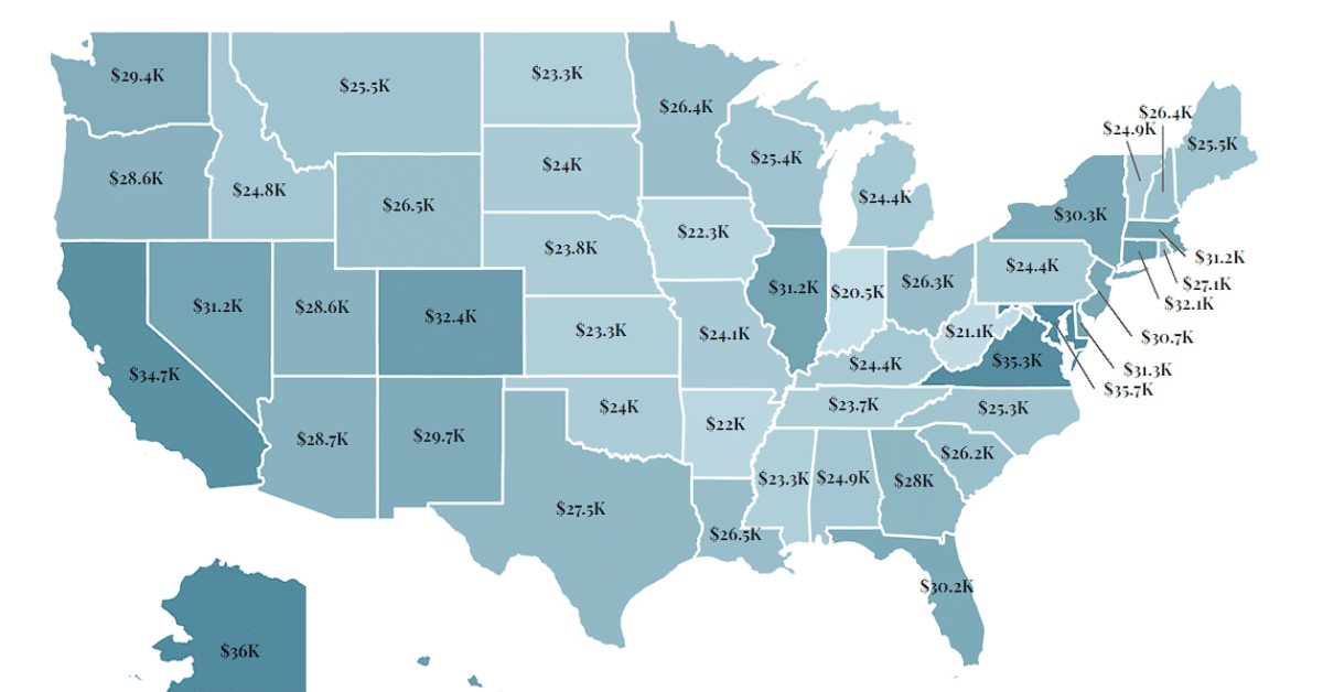 Average Retirement Income By State 2023 Wisevoter Average Retirement Income By State 2023 Wisevoter